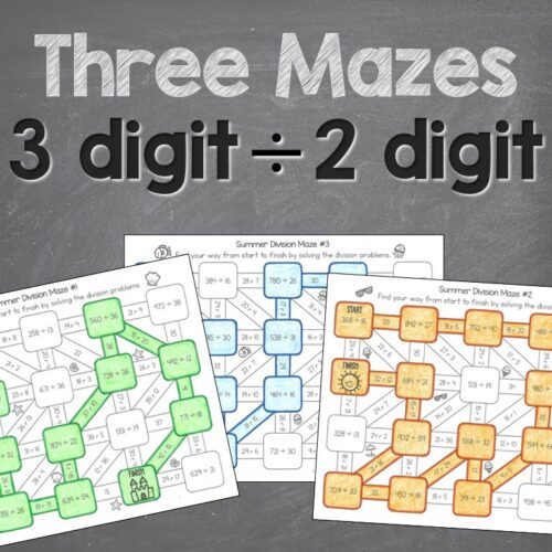 Long Division Fun Math Maze Activity with Summer Theme - Made By Teachers