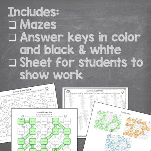 Long Division Fun Math Maze Activity with Summer Theme - Made By Teachers