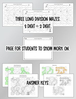 Long Division Fun Math Maze Activity with Summer Theme - Made By Teachers
