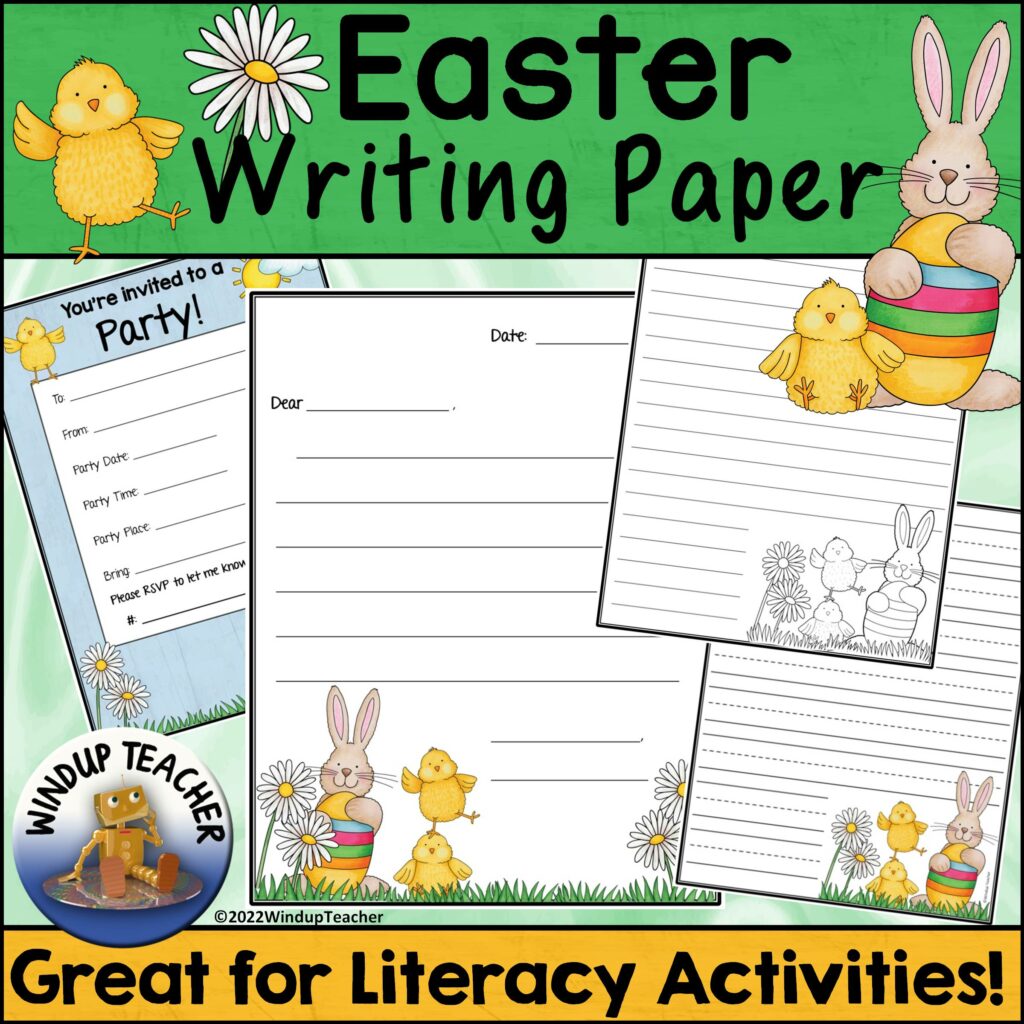 Easter Spring Writing Paper Color and B&W | Made By Teachers