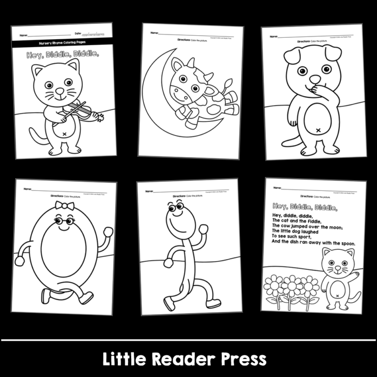 Hey Diddle Diddle Coloring Book Pages | Made By Teachers
