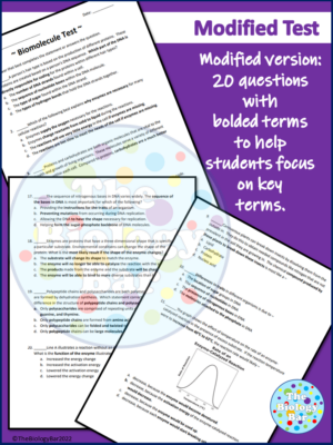 Biomolecules with Enzymes & DNA Review and Test | Made By Teachers