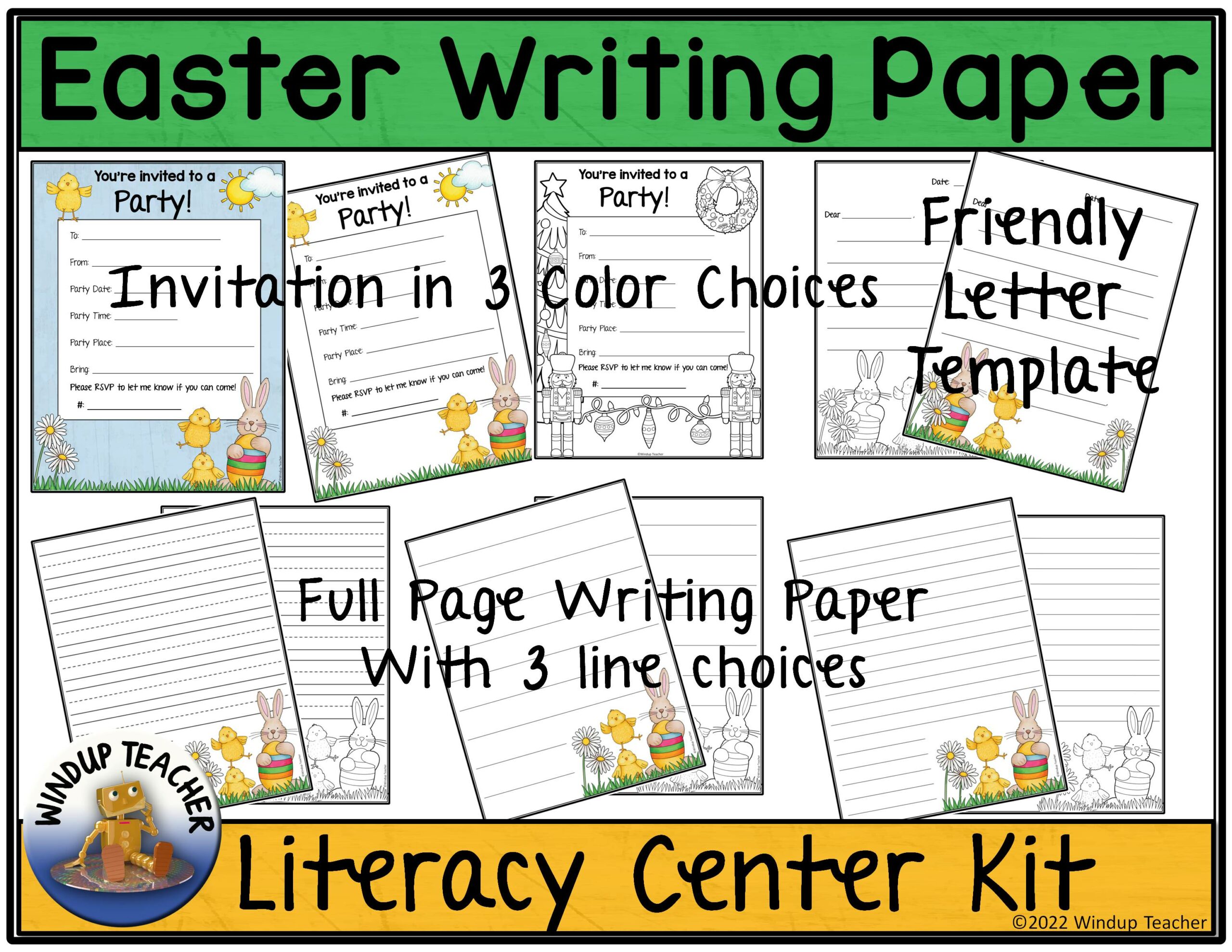 Easter Spring Writing Paper Color and B&W | Made By Teachers