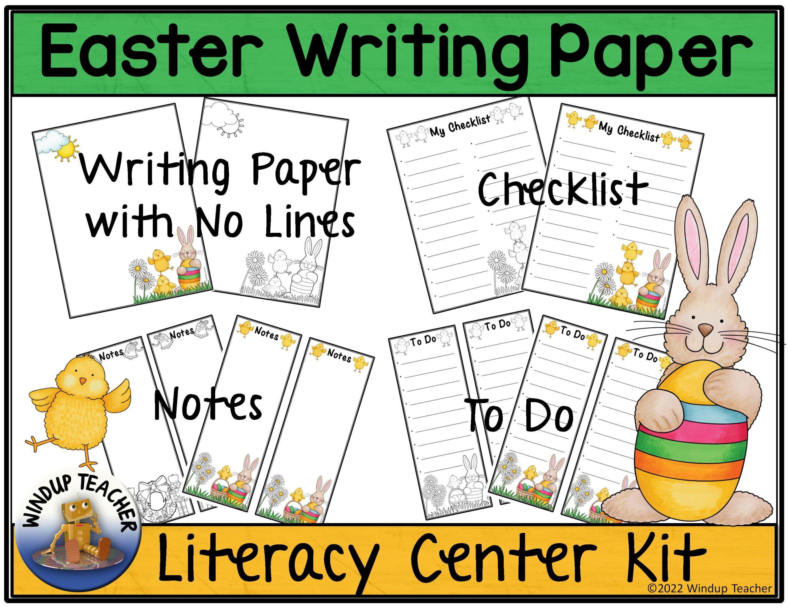 Easter Spring Writing Paper Color and B&W | Made By Teachers