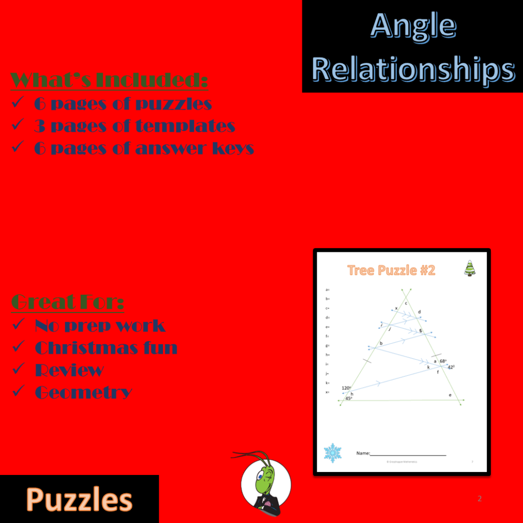 Christmas Missing Angles Puzzle Geometry | Angle Relationships | Made ...