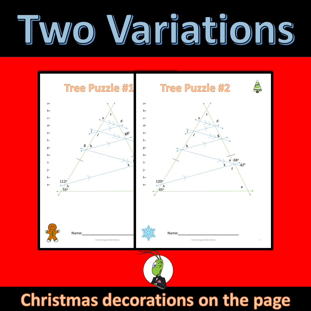 Christmas Missing Angles Puzzle Geometry | Angle Relationships | Made ...