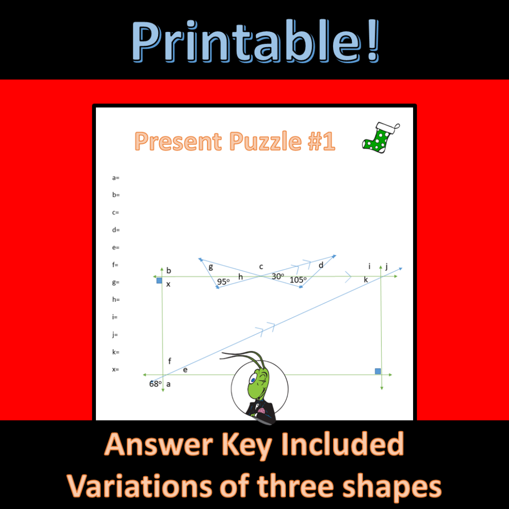 Christmas Missing Angles Puzzle Geometry | Angle Relationships | Made ...