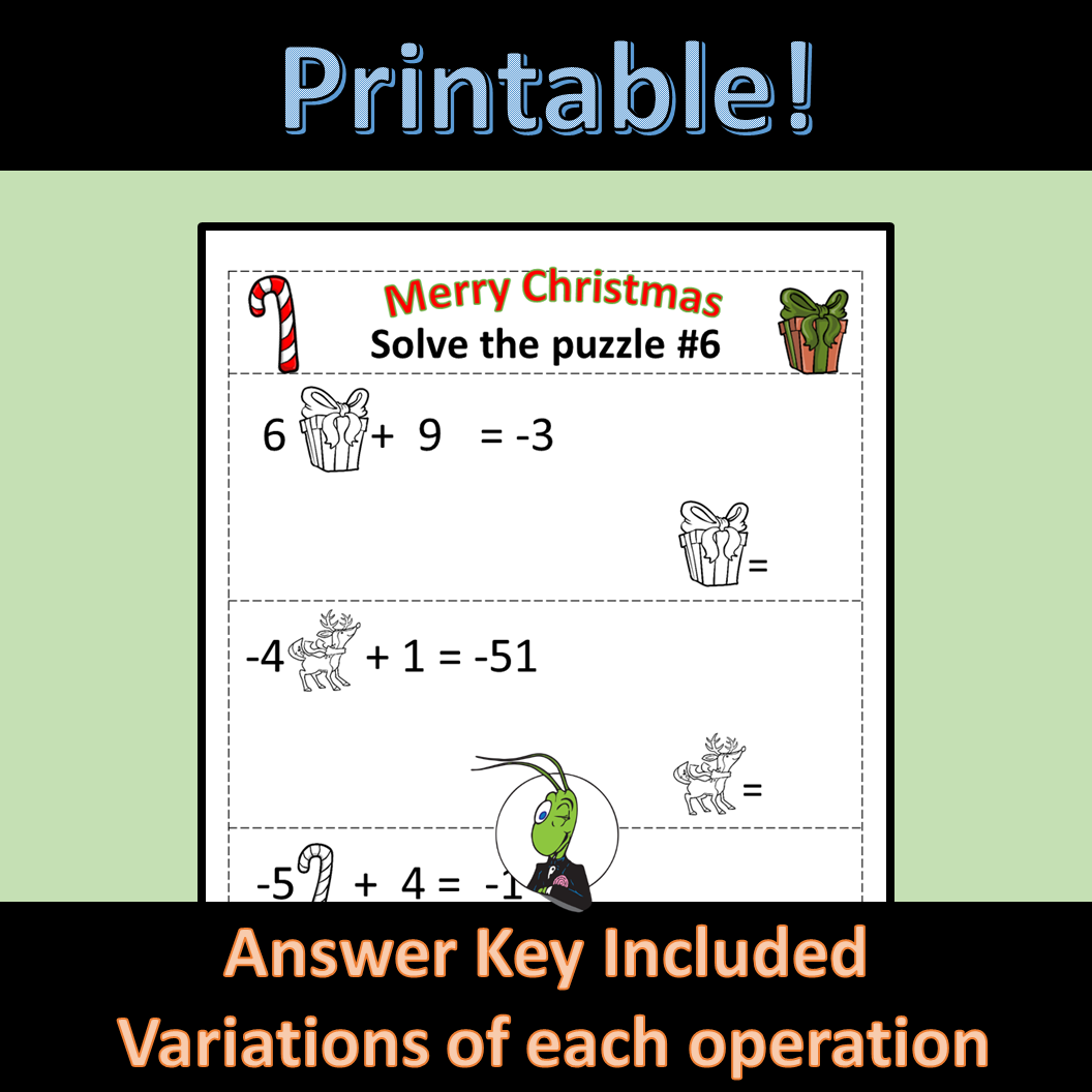 Christmas Themed Solving Equations | Number Sense Logic Puzzles ...
