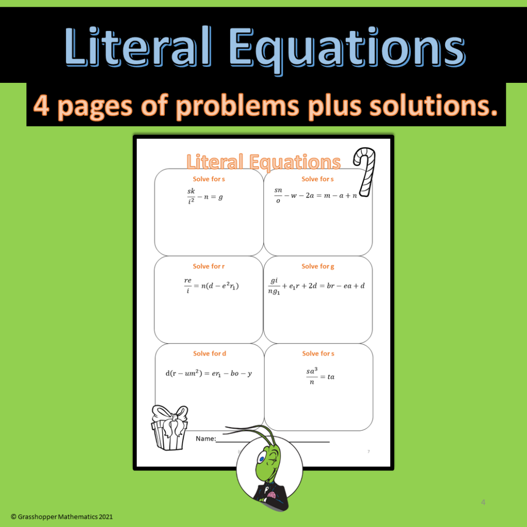 Christmas Literal Equations Solving Worksheet | Algebra 1 | Made By ...