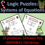Christmas Seasonal Systems of Equations | Number Sense Logic Puzzles ...