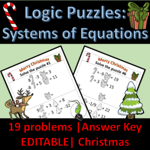 Christmas Seasonal Systems of Equations | Number Sense Logic Puzzles ...