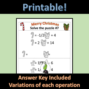 Christmas Seasonal Systems of Equations | Number Sense Logic Puzzles ...
