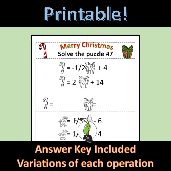 Christmas Seasonal Systems of Equations | Number Sense Logic Puzzles ...