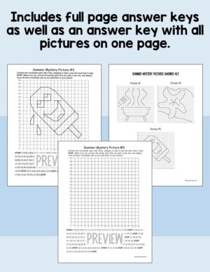 Summer Coordinate Plane Mystery Graphing Pictures in Quadrant I | Made ...