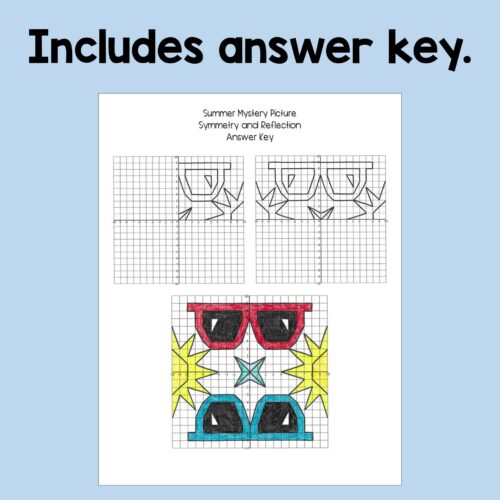 Summer Symmetry and Reflection Coordinate Plane Mystery Graphing ...