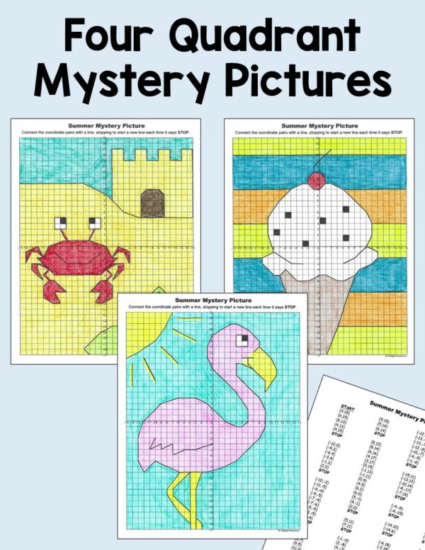 Summer Coordinate Plane Mystery Graphing Pictures BUNDLE | Made By Teachers