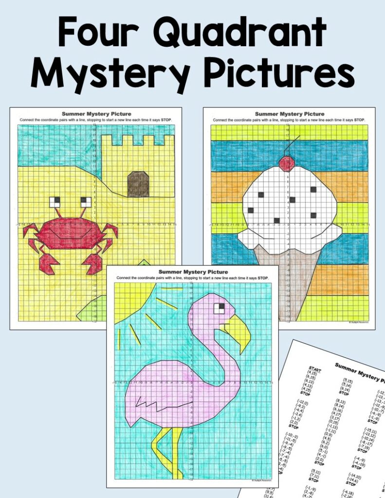 Summer Coordinate Plane Mystery Graphing Pictures BUNDLE | Made By Teachers