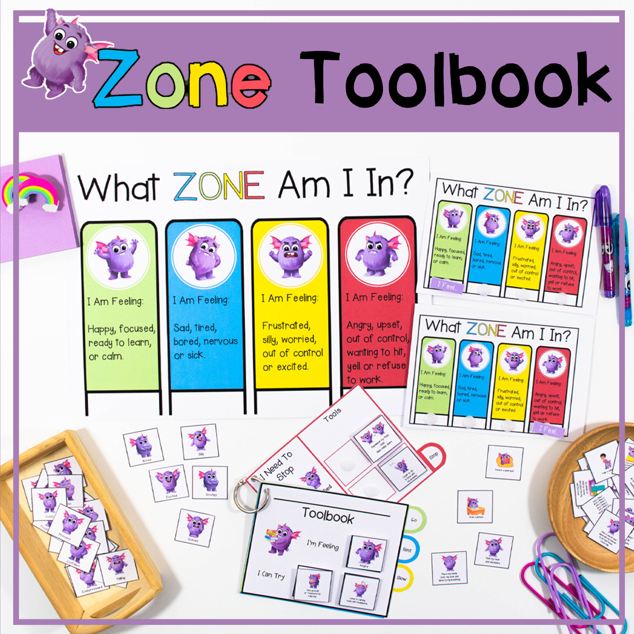 Emotion ZONES Toolkit Regulation of Emotion Strategies Printables and ...