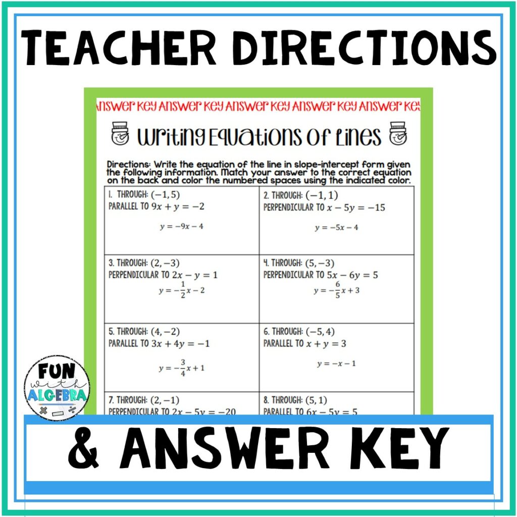 Writing Equations of Parallel & Perpendicular Lines {Winter Themed ...