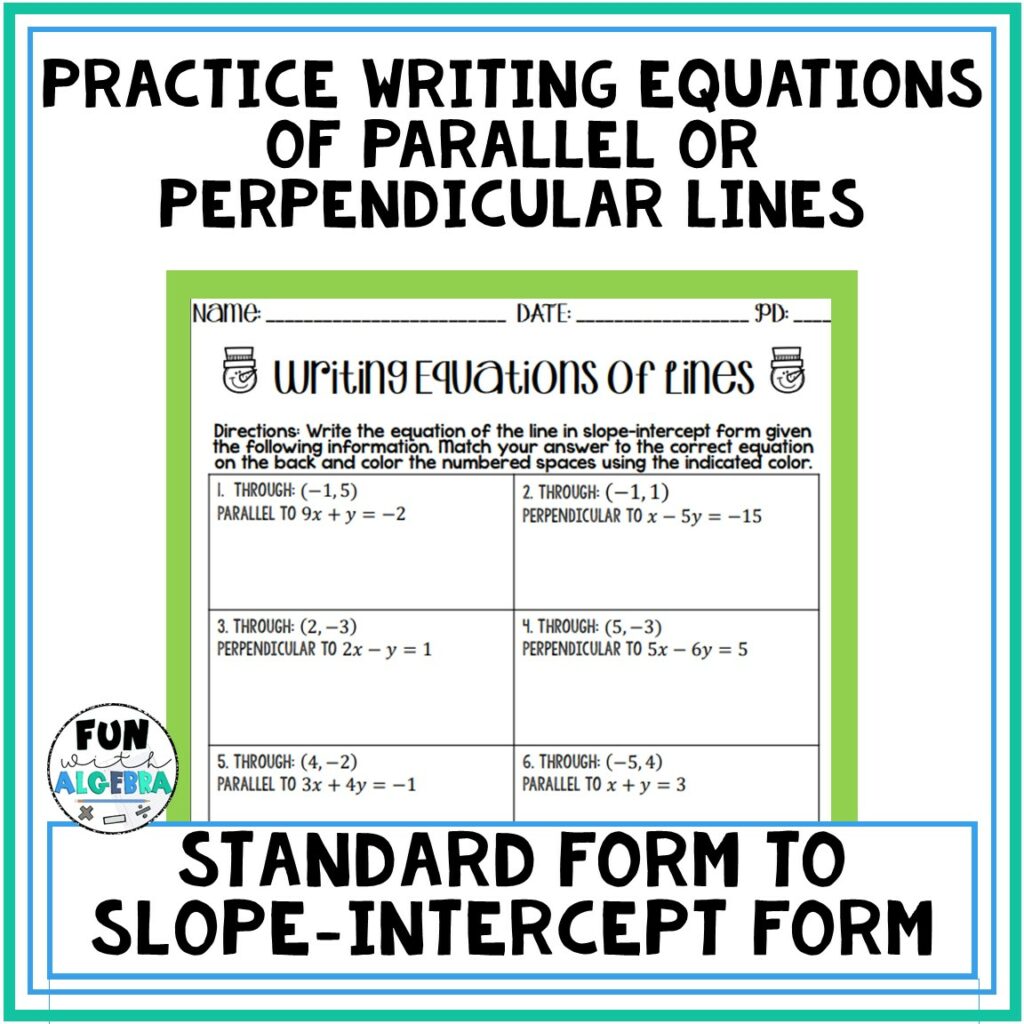 Writing Equations of Parallel & Perpendicular Lines {Winter Themed ...