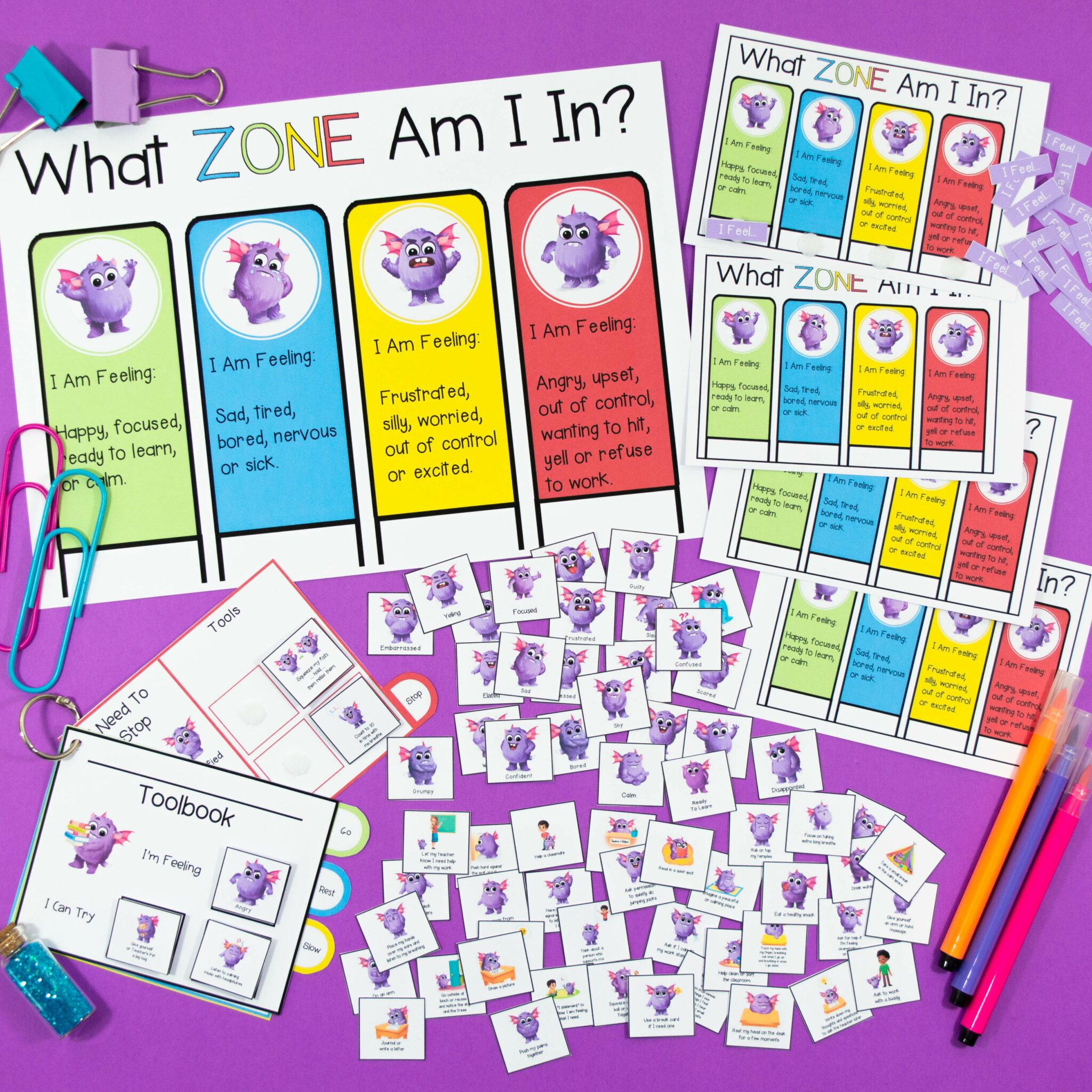 Emotion ZONES Toolkit Regulation of Emotion Strategies Printables and ...