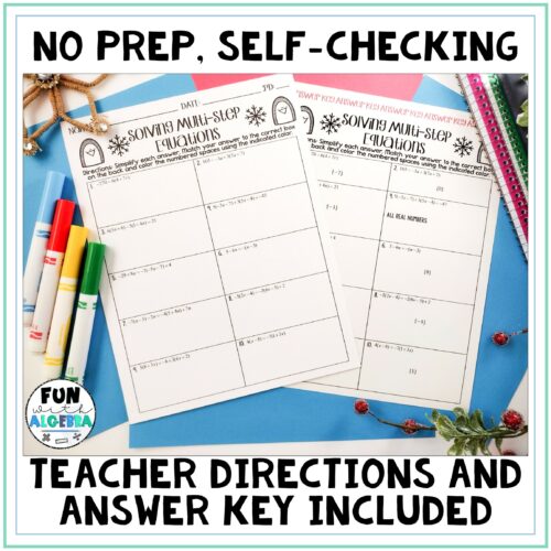 Solving Multi-Step Equations Christmas Math Activity - Made By Teachers