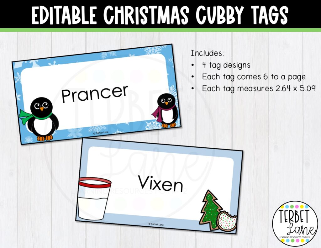Editable Christmas Cubby Tags | Made By Teachers