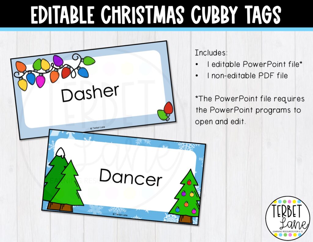 Editable Christmas Cubby Tags | Made By Teachers
