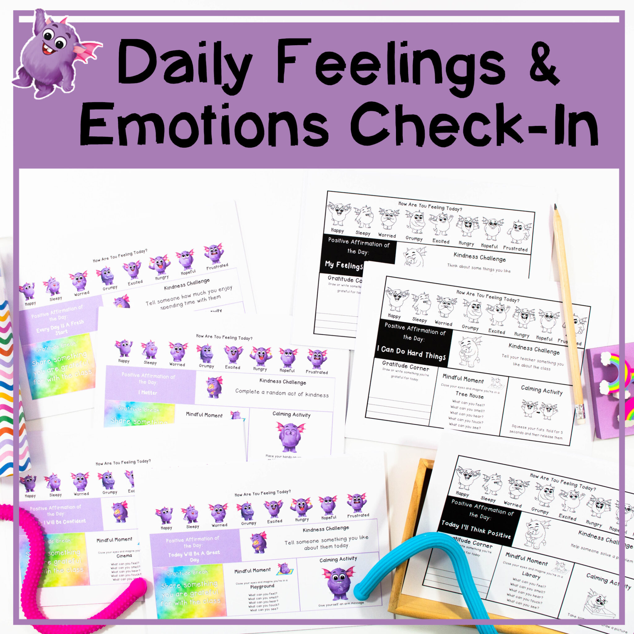 Daily Feelings & Emotions Check In Chart - Mindfulness Printable ...