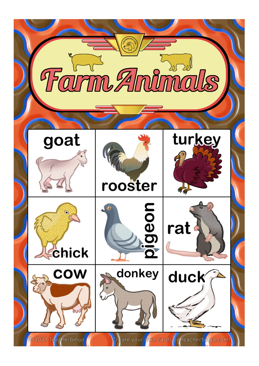 Farm Animals Bingo 3x3 (5 pages + call sheet) | Made By Teachers