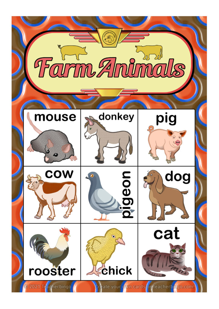 Farm Animals Bingo 3x3 (5 pages + call sheet) | Made By Teachers