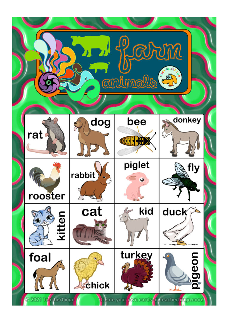 Farm Animals Bingo 4x4 (5 pages + call sheet) | Made By Teachers