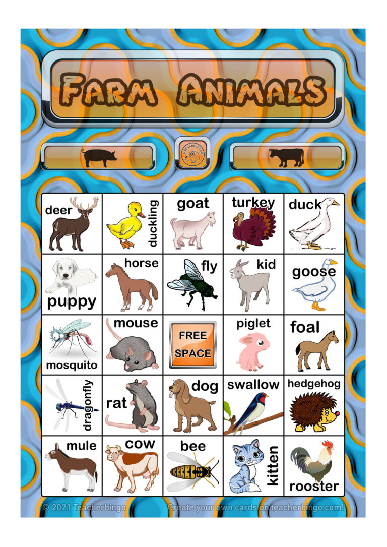 Farm Animals Bingo 3x3 (5 pages + call sheet) | Made By Teachers