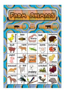 Farm Animals Bingo 5x5 (5 pages + call sheet) | Made By Teachers