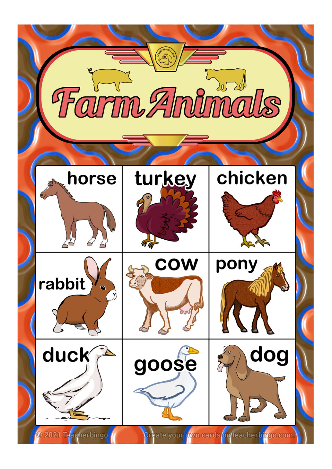 Farm Animals Bingo 3x3 (100 pages + call sheet) | Made By Teachers