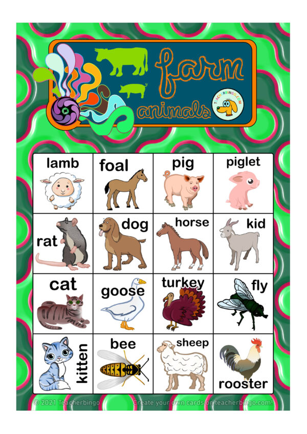 Farm Animals Bingo 4x4 (100 pages + call sheet) | Made By Teachers