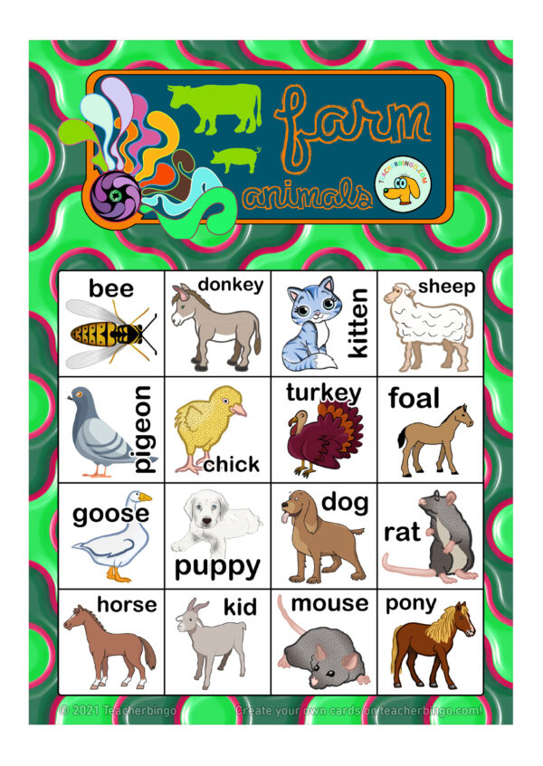 Farm Animals Bingo 4x4 (100 pages + call sheet) | Made By Teachers