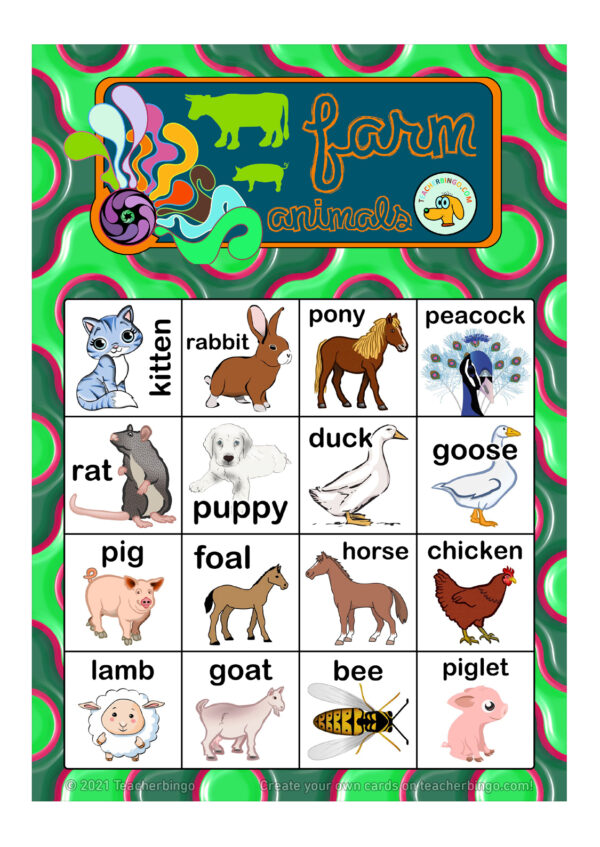 Farm Animals Bingo 4x4 (100 pages + call sheet) | Made By Teachers