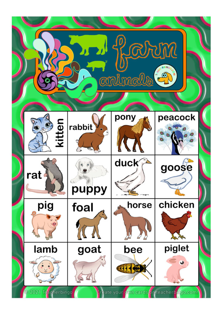 Farm Animals Bingo 4x4 (100 pages + call sheet) | Made By Teachers