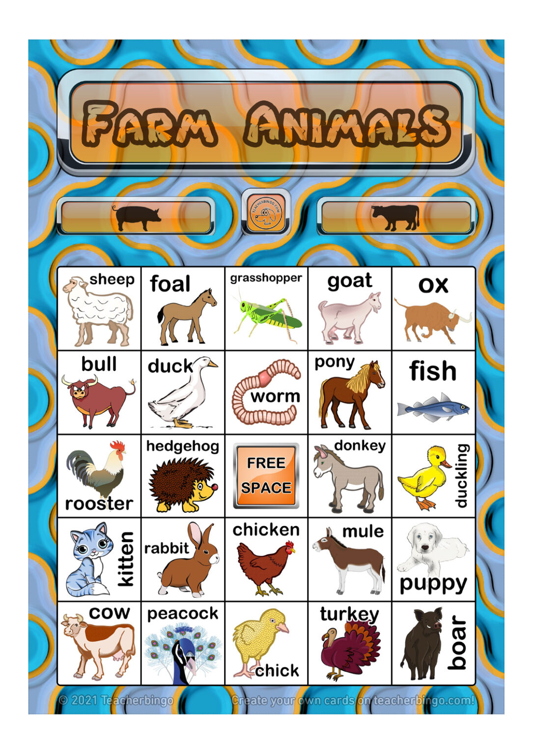 Mammals Bingo 4x4 (5 pages + call sheet) - Made By Teachers