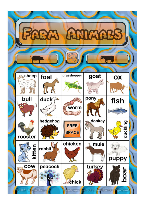 Farm Animals Bingo 5x5 (100 pages + call sheet) | Made By Teachers