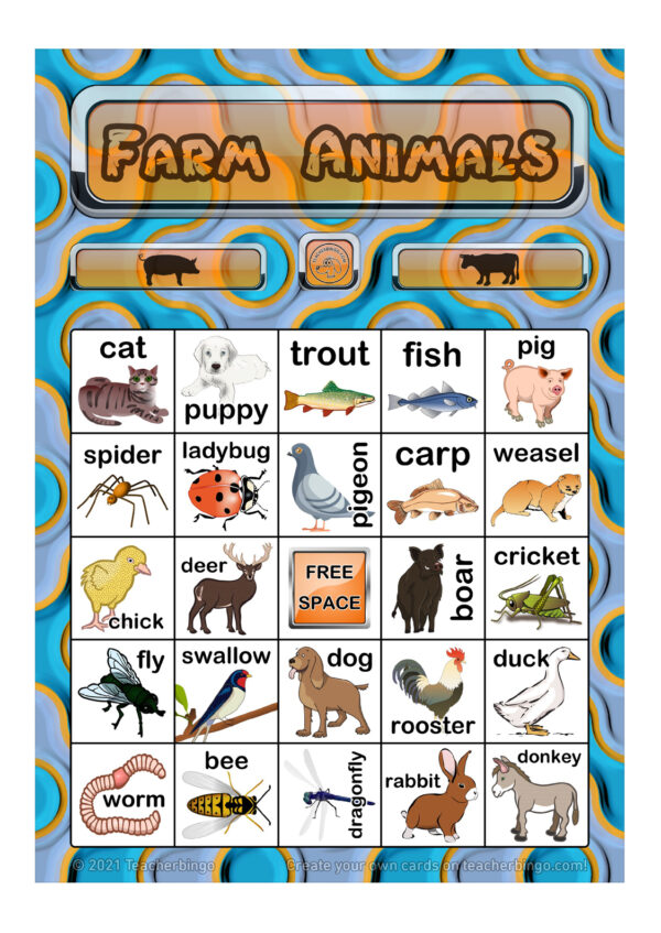 Farm Animals Bingo 5x5 (100 pages + call sheet) | Made By Teachers