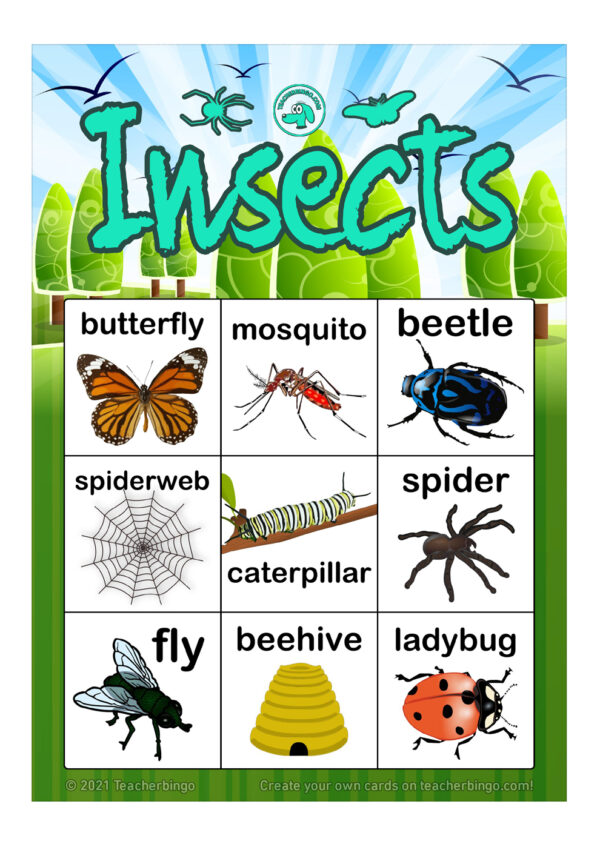 Crawling Critters Bingo (Insects) 3x3 (5 pages + call sheet) | Made By ...
