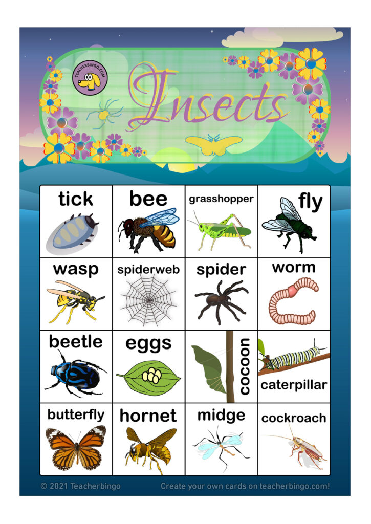 Crawling Critters Bingo (Insects) 4x4 (5 pages + call sheet) | Made By ...