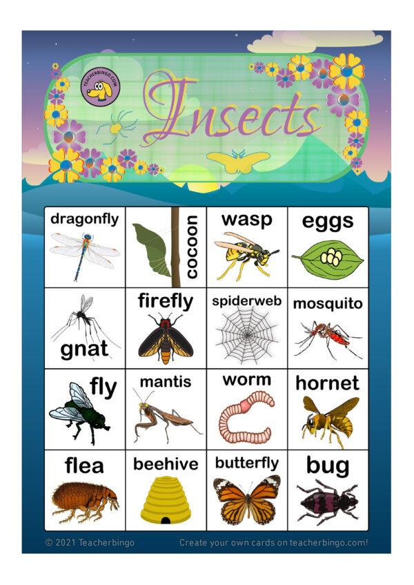 Crawling Critters Bingo (Insects) 4x4 (100 pages + call sheet) | Made ...