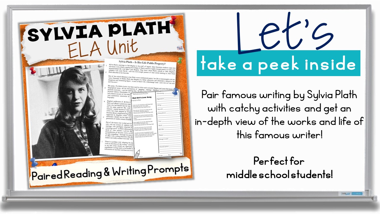 Sylvia Plath Unit - Bell Ringers, Paired Reading Activities, Writing ...