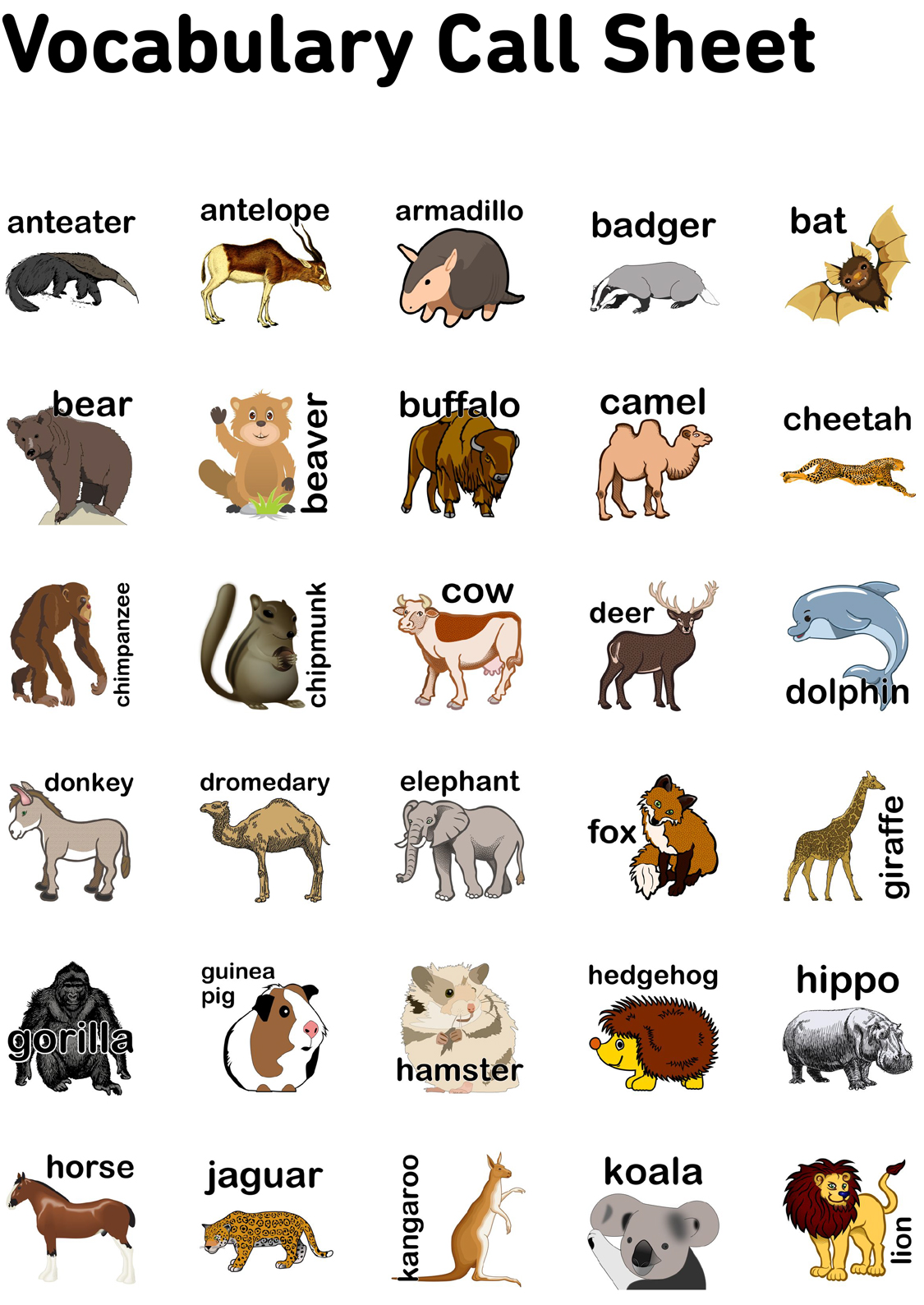 Mammals Bingo 5x5 (100 pages + call sheet) | Made By Teachers