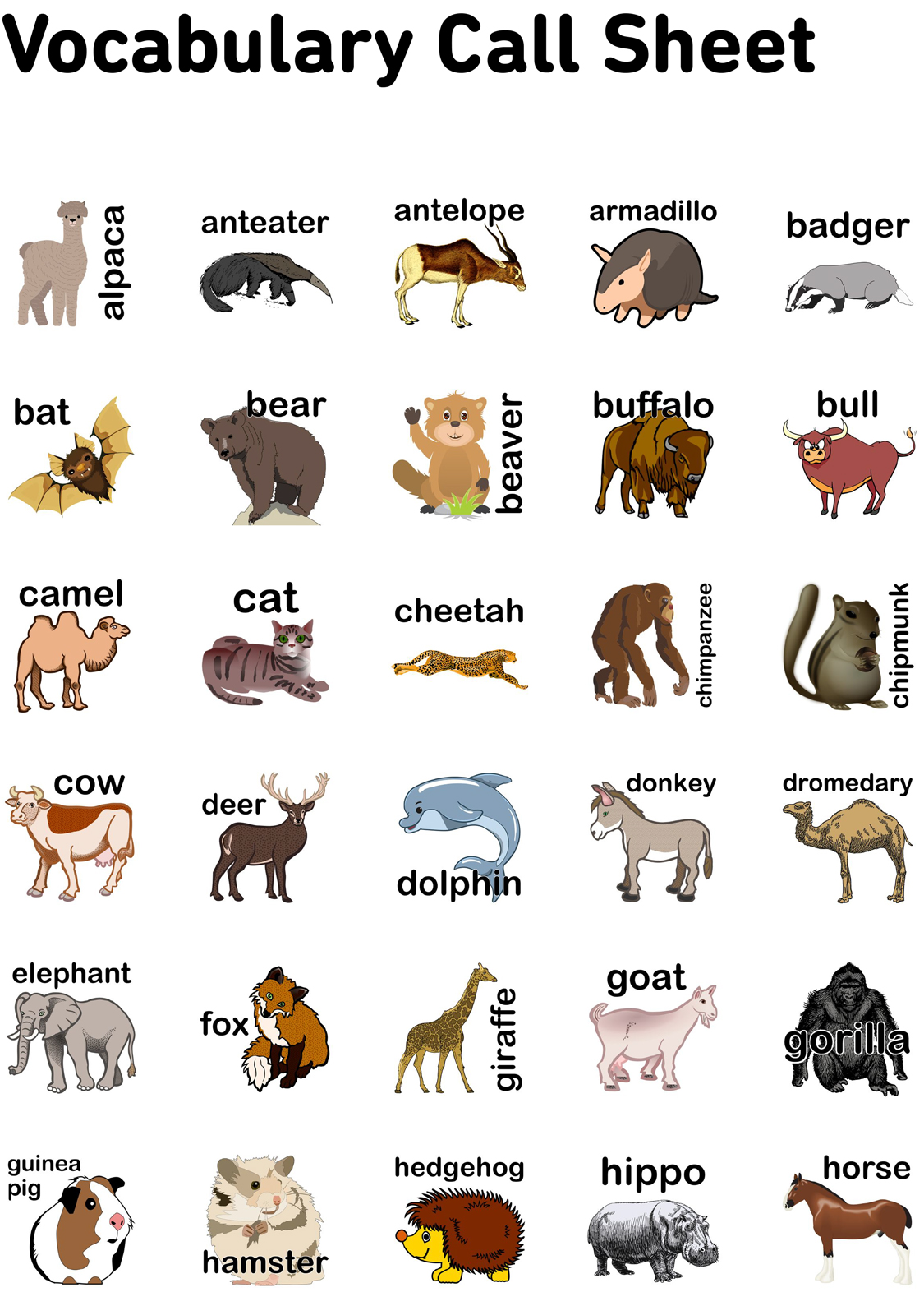 Mammals Bingo 6x6 (100 pages + call sheet) | Made By Teachers