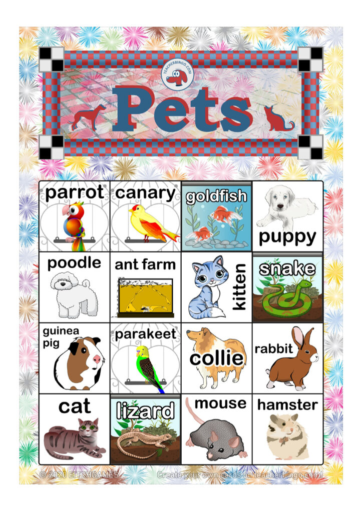 Pets Bingo 4x4 (100 pages + call sheet) | Made By Teachers