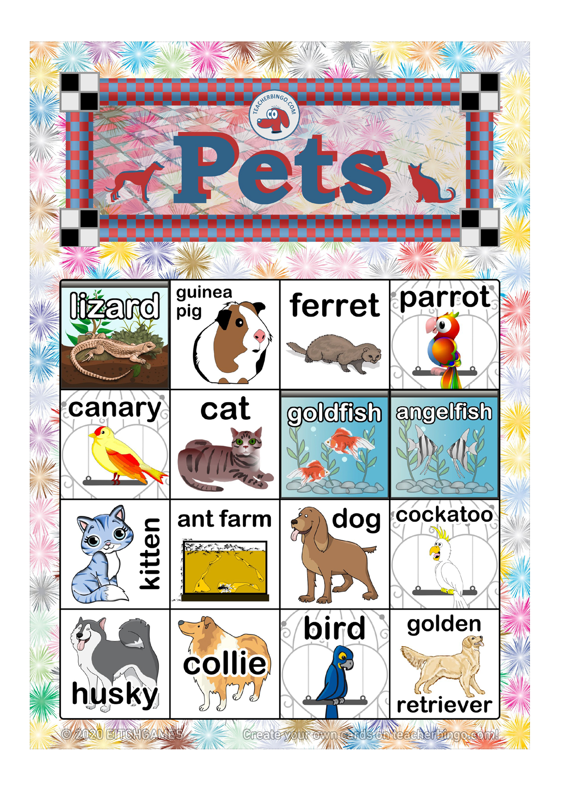 Pets Bingo 4x4 (100 pages + call sheet) | Made By Teachers